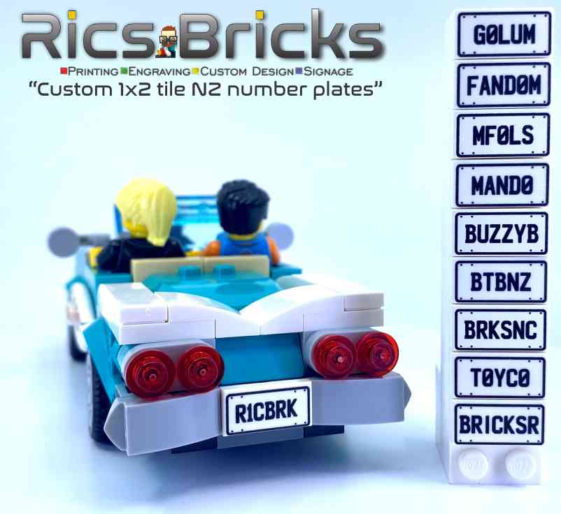 NZ custom 1x2 number plates – RicsBricks